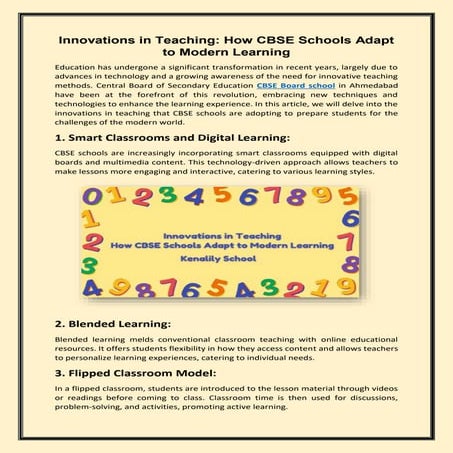 Innovations in Teaching How CBSE Schools Adapt to Modern Learning | PDF