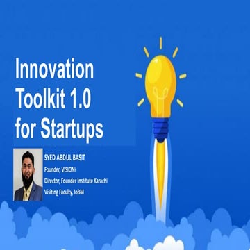 Innovation Toolkit 1.0 for Startups @ SSK Incubation Program ...
