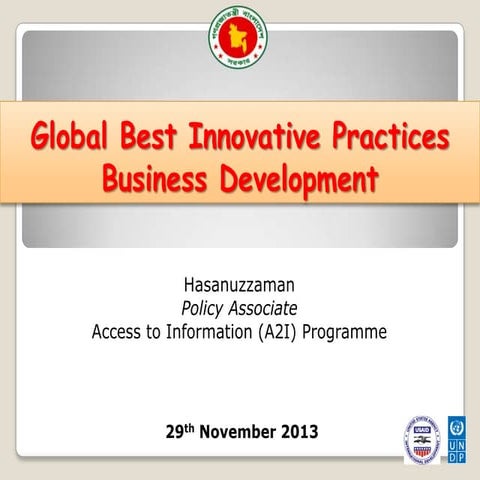 Innovation Workshop: Global Best Innovative Practices in Business ...