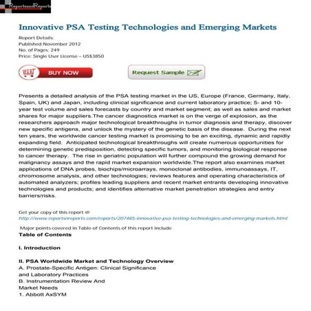 Innovative PSA Testing Technologies and Emerging Markets | PDF