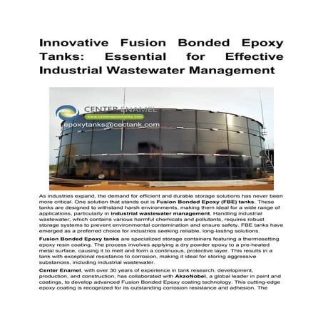 Innovative Fusion Bonded Epoxy Tanks_ Essential for Effective ...