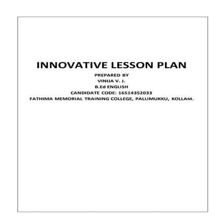 INNOVATIVE LESSON PLAN | DOCX