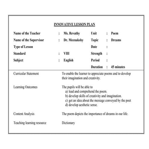 Innovative lesson plan | PPT