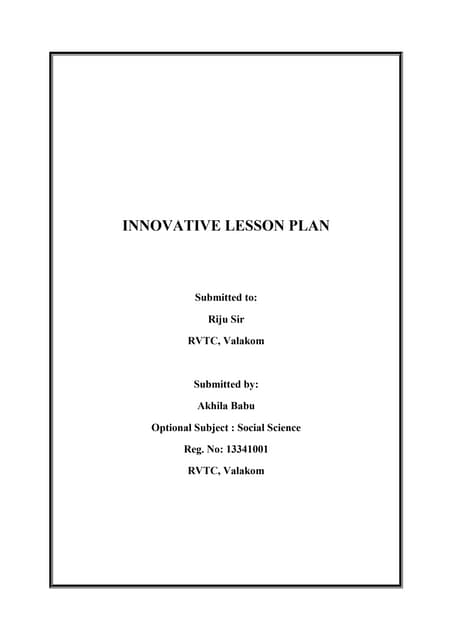Innovative lesson | DOCX | Educational Assessment | Education