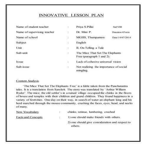 Innovative lesson plan | DOCX