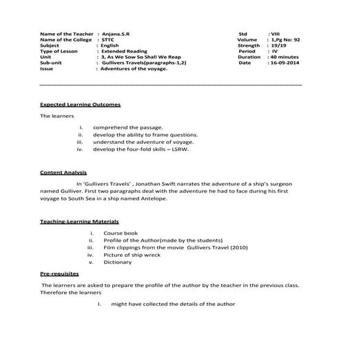 Self Designed Lesson Plan | PDF