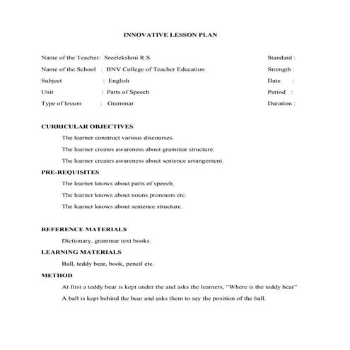 Innovative lesson plan | PDF