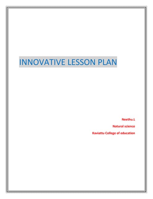 Innovative lesson plan | PPT