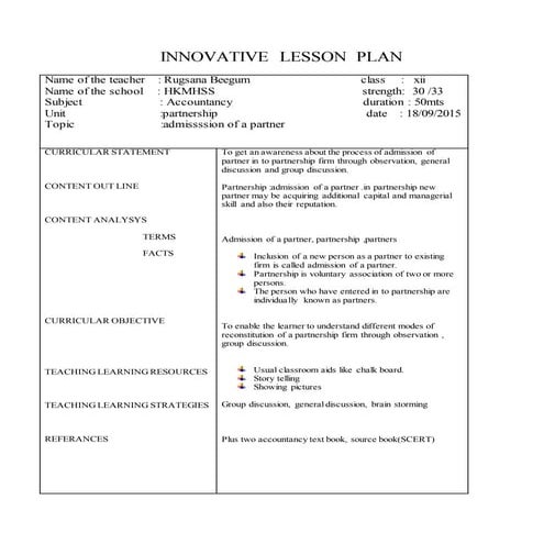 Innovative lesson plan power point presentation | PDF