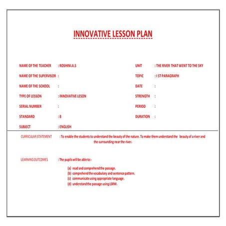 Innovative lesson plan | PPT