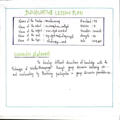 Innovative lesson plan | PDF