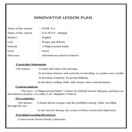Innovative lesson plan | DOCX