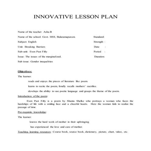 Innovative lesson plan | PDF
