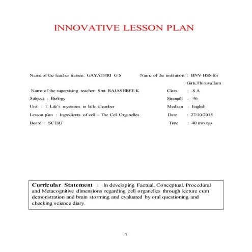 Innovative lesson plan | PDF