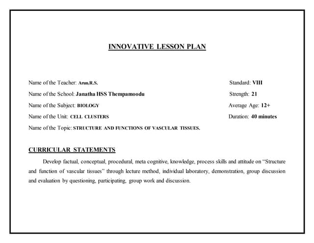 Innovative lesson plan | DOCX