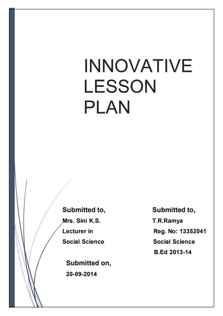 INNOVATIVE LESSON PLAN BEd | PPT