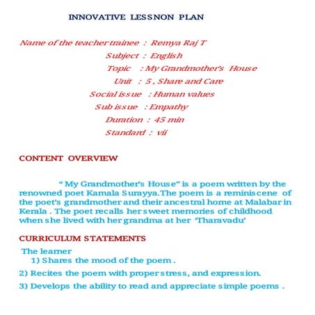 INNOVATIVE LESSON PLAN | DOCX