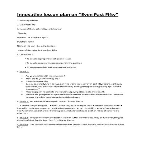 Innovative Lesson Plan ICT | DOCX | Poetry | Books and Literature