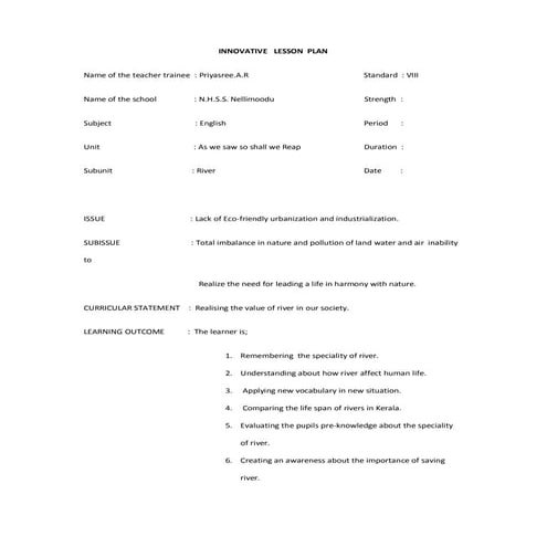 Innovative lessonplan priya | PDF