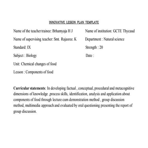 Innovative lesson plan template | PPT