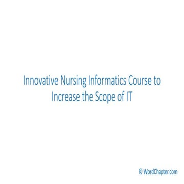Innovative nursing informatics course to increase the scope of it | PDF