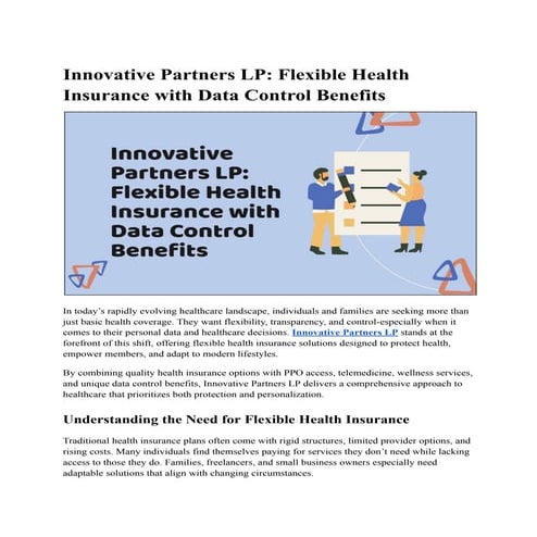 Which Plan From Innovative Partners Health Insurance Works? | PDF