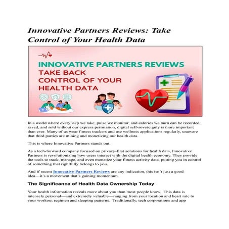 Innovative Partners LP Emphasizes Wellness Before Illness Strikes | PDF