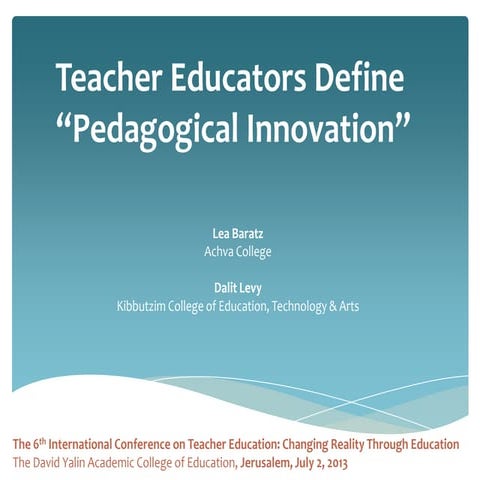 How do teacher educators define "pedagogical innovation"? | PPT
