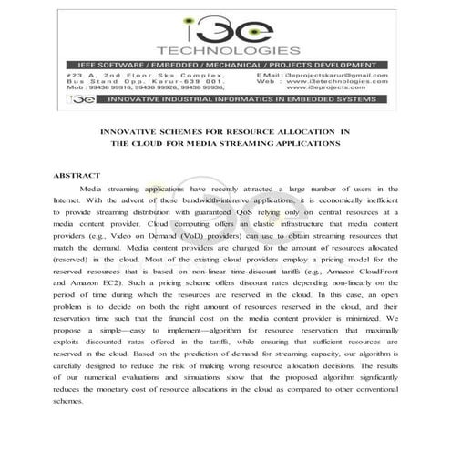 INNOVATIVE SCHEMES FOR RESOURCE ALLOCATION IN THE CLOUD FOR MEDIA STREAMING APPLICATIONS | DOCX ...