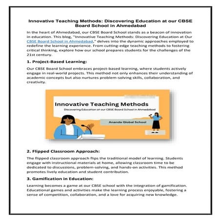 Innovative Teaching Methods Discovering Education at our CBSE Board ...