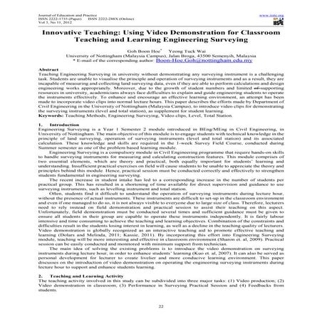 Innovative teaching using video demonstration for classroom teaching ...