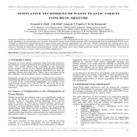 Experimental Study on Partial Replacement of Aggregate with Waste ...