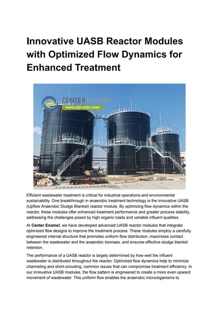 Up flow anaerobic Sludge Blanket (UASB) | PDF