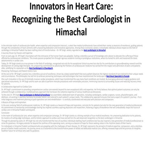 Innovators in Heart Care Recognizing the Best Cardiologist in Himachal.pptx