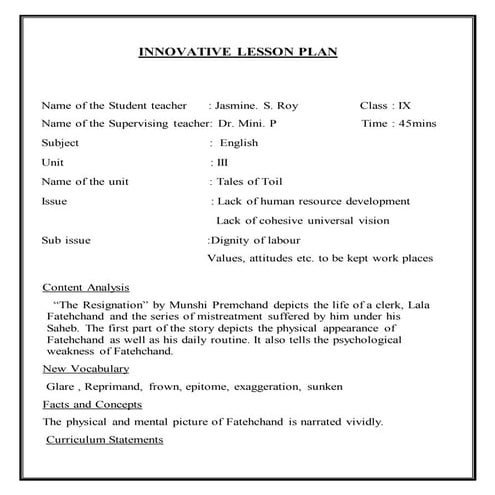 Innovative lesson plan | DOCX