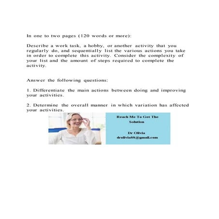 In one to two pages (120 words or more)Describe a work task | DOCX