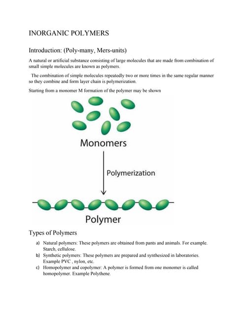 inorganic polymers and their applications in our daily life | PPTX | Chemistry | Science