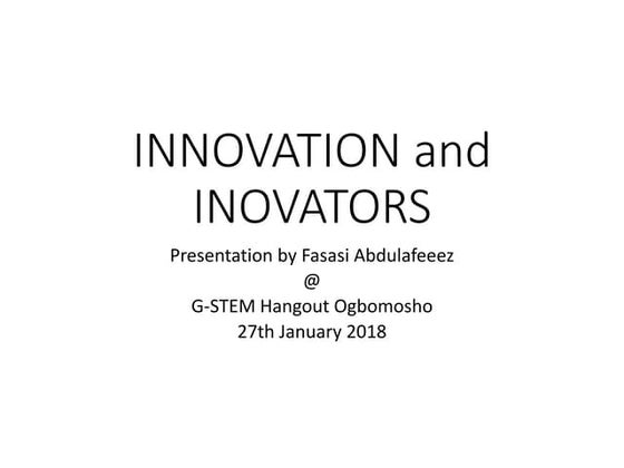 Invention & Innovation (Introduction) | PPT