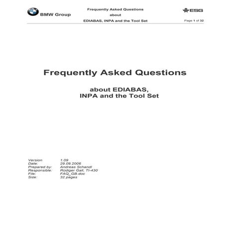 BMW INPA diagnostic interface FAQ | PDF
