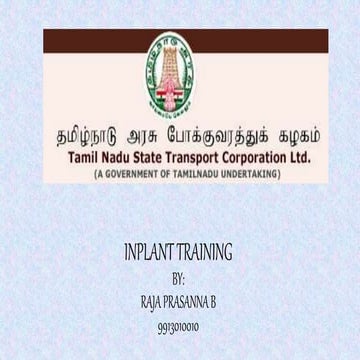 Inplant training tnstc | PPTX