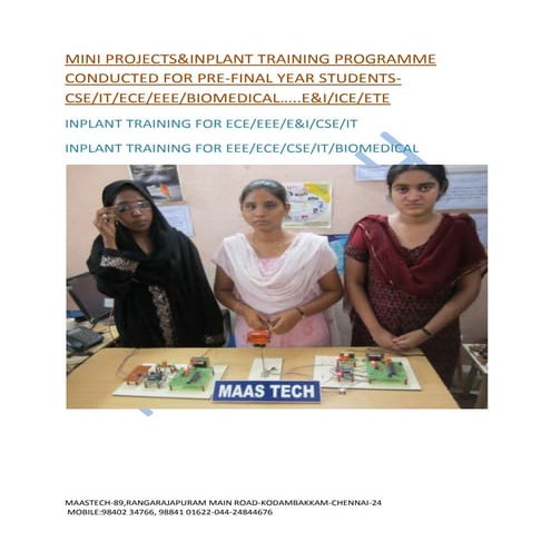 MINI PROJECTS&INPLANT TRAINING-PROJECT KITS FOR ECE/EEE/E&I/ICE ...
