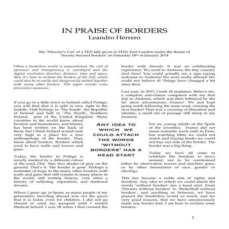 Leandro Herrero 'In praise of Borders' from TEDx 2014 | PDF