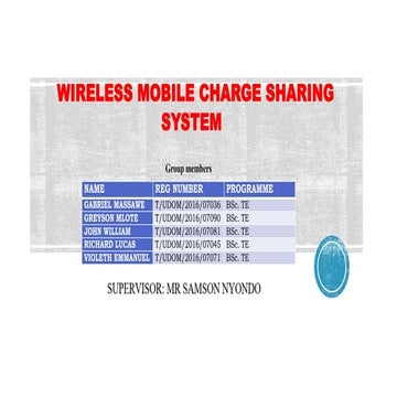 wireless mobile charge sharing system | PPTX