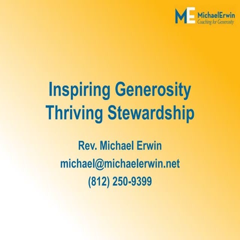 Inspiring Generosity Thriving Stewardship | PPT