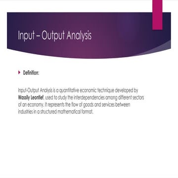 Input Output Analysis Mathematical Economics Pptx
