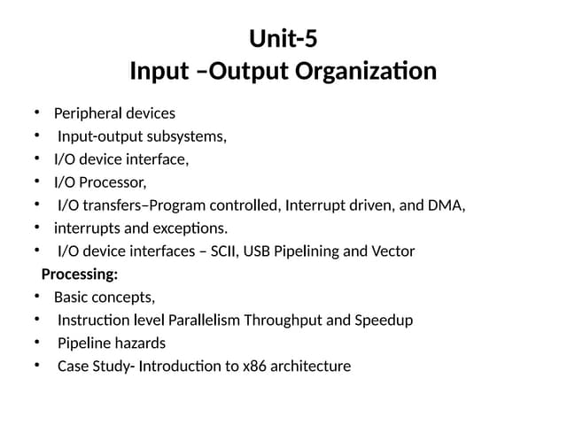 Input Output Organization From Computer Organization And Architecturepptx