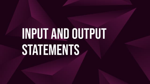 Input And Output Statementspdf Programming Languages Computing 0246