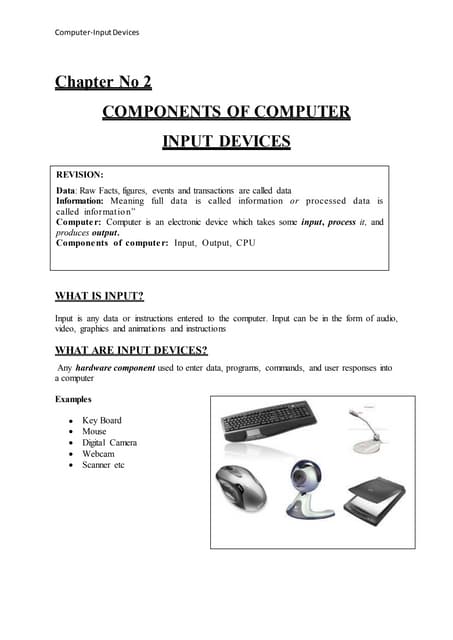 IGCSE ICT - Input and Output Devices - Input Devices and Their Uses - Ajiro Tech - Part 1 | PDF