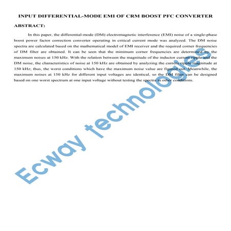 Input differential mode emi of crm boost pfc converter | DOC