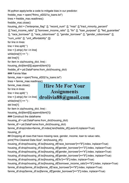 In Python Applywrite A Code To Mitigate Bias In Our Predict Pdf